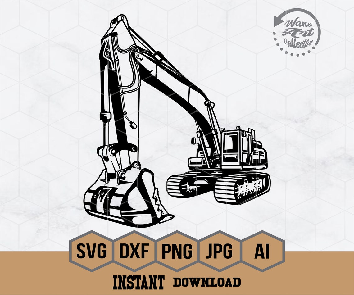 Excavator SVG File Heavy Equipment Svg Excavator Clipart Excavator ...