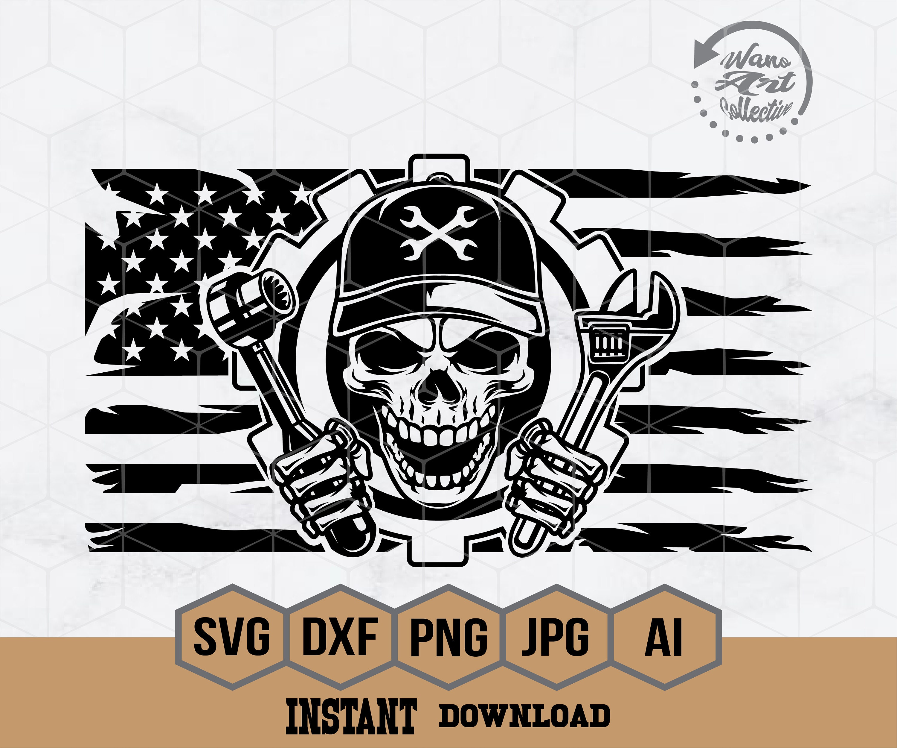 US Skull Mechanic Svg File Mechanic Svg Mechanic Shirt - Etsy