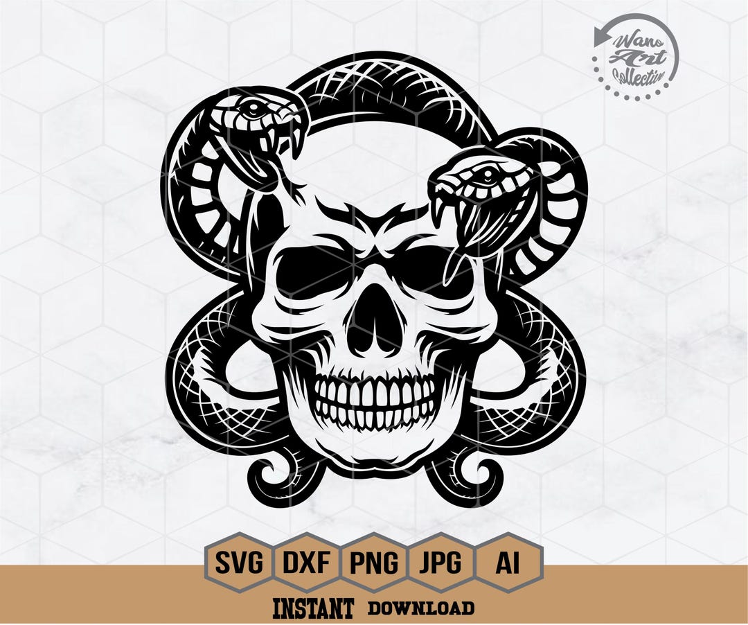 Skull and Snake Svg | Skull Snake Svg | Snake Svg | Gothic Skull Svg ...