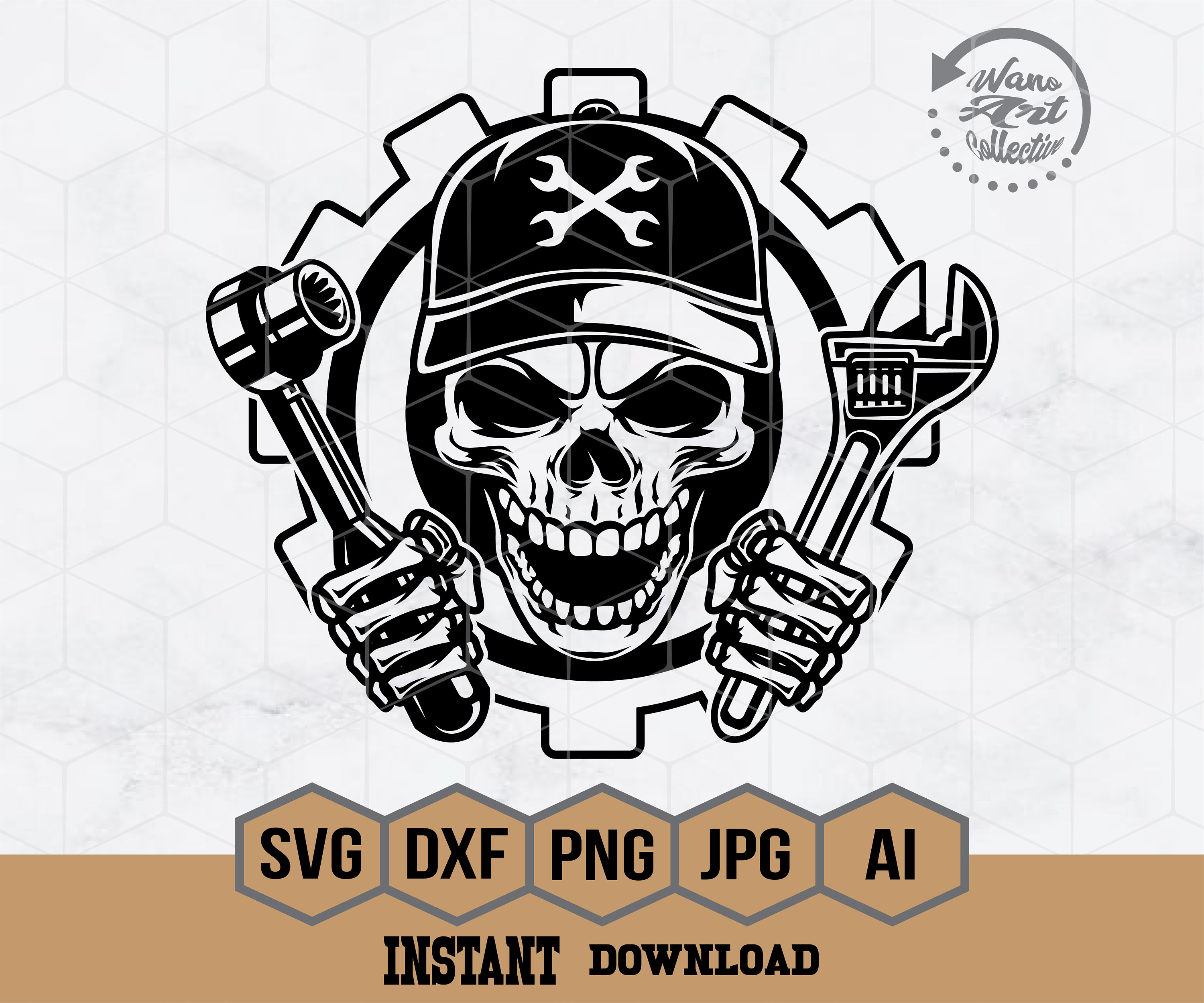 Skull Mechanic Svg File | Mechanic Svg | Mechanic Shirt | Patriotic ...