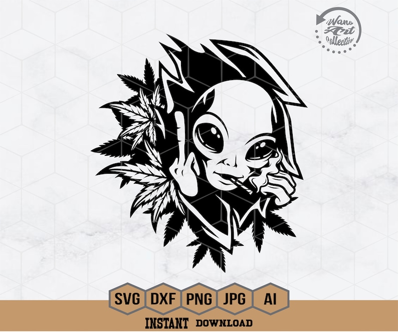 Alien Smoking Weed Svg Alien Smoking Joint Svg Rasta Alien Svg Alien ...