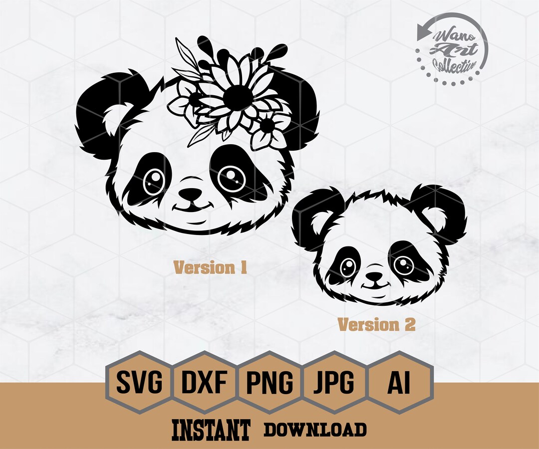 Floral Panda Svg | Panda Svg | Cute Animal Svg | Cute Baby Panda Svg ...