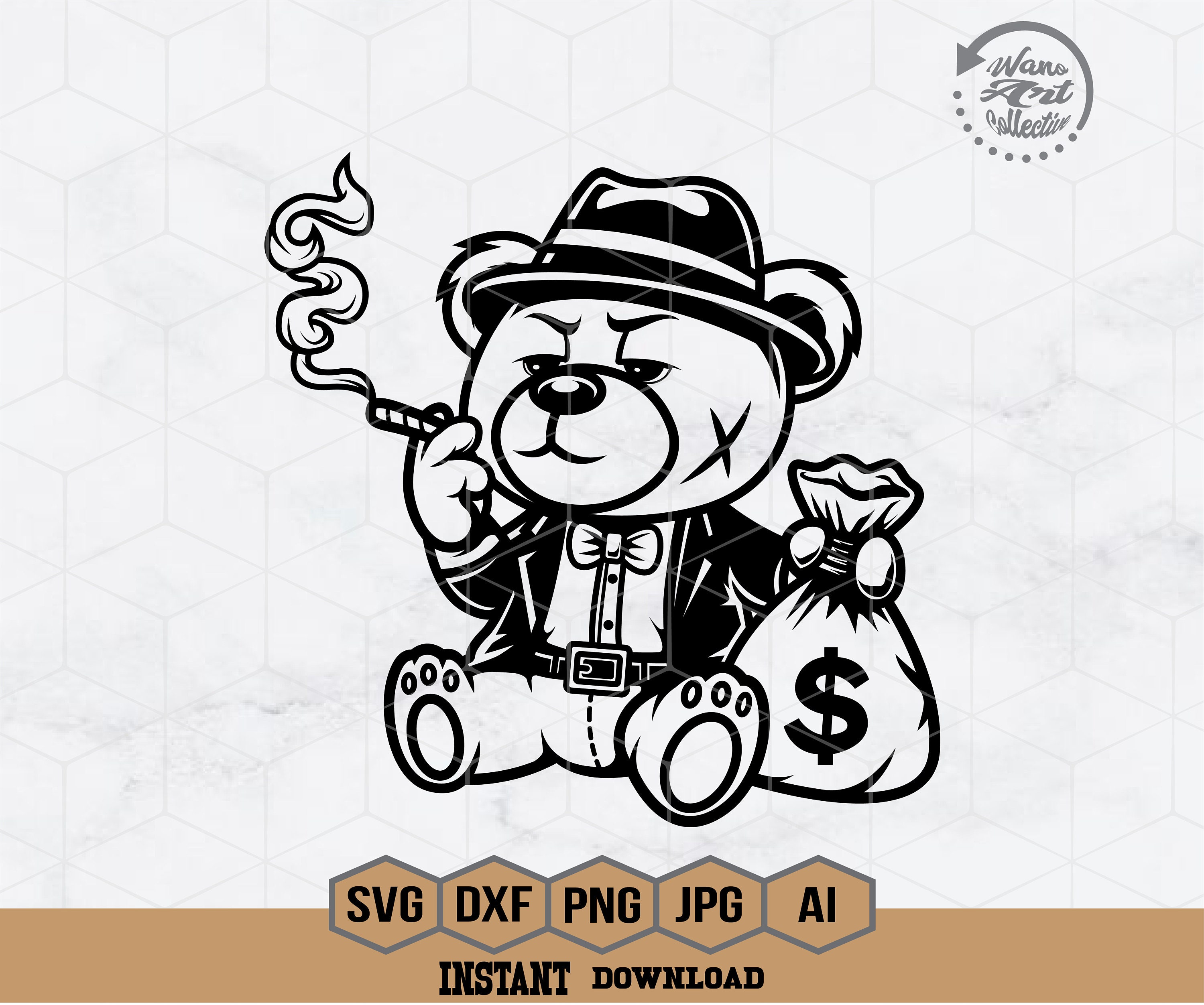 Teddy Bear King With Smoking Weed Svg Teddy Mafia Svg Teddy Hipster ...