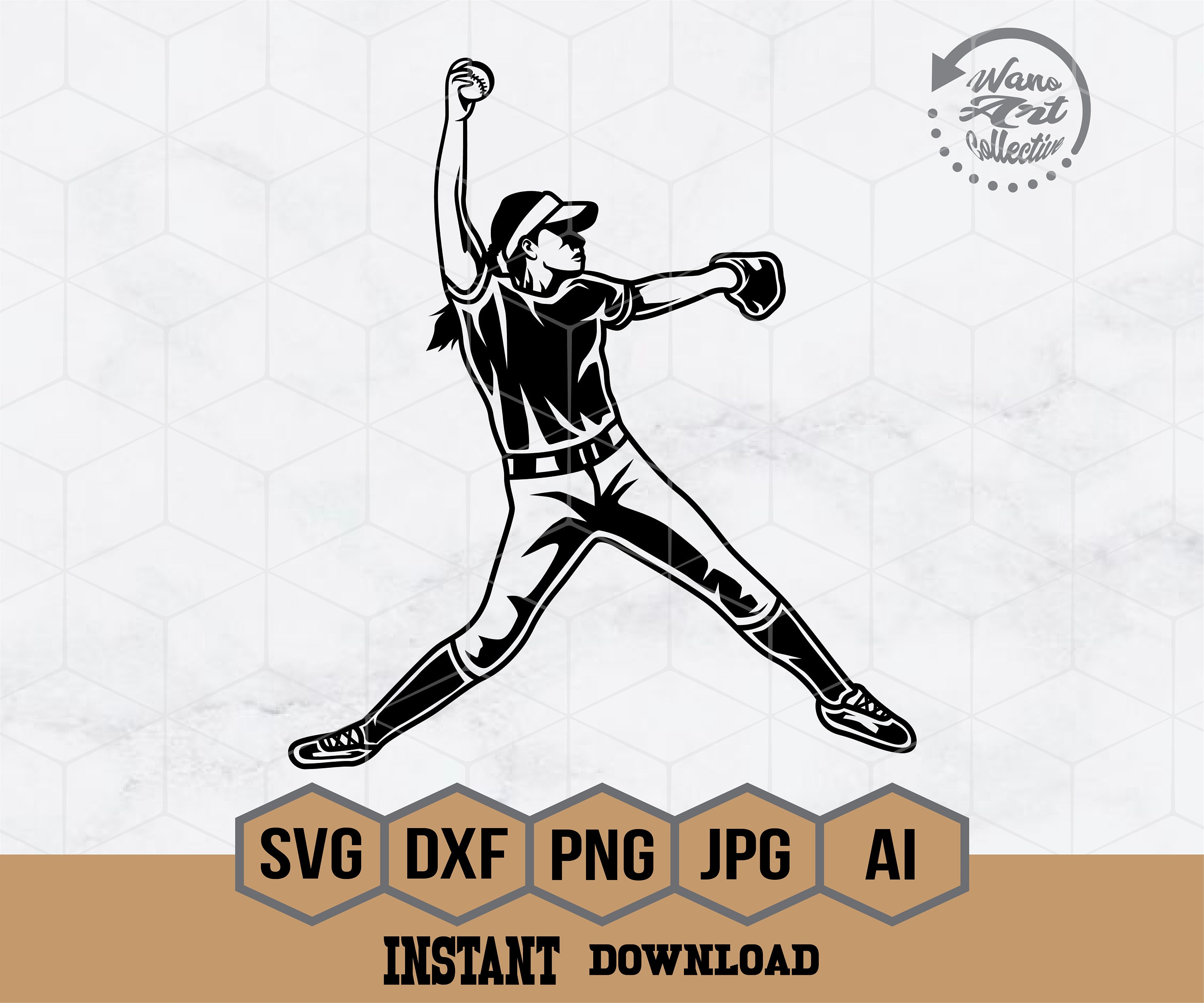 Softball Svg Female Player Svg Pitcher Stencil Sports - Etsy