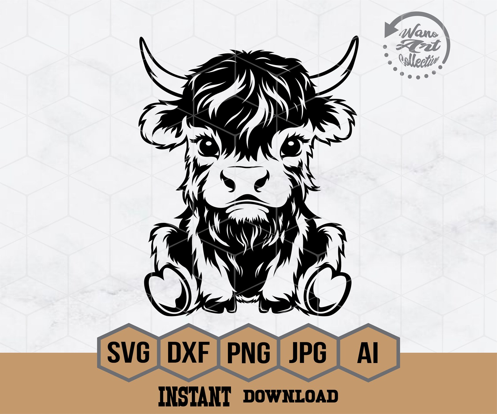 Baby Highland Cow Svg | Cute Highland Cow Sitting Svg | Highland Cow ...
