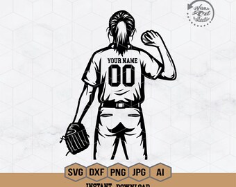 Personalized Name | Softball Pitcher Svg | Softball Player Svg ...