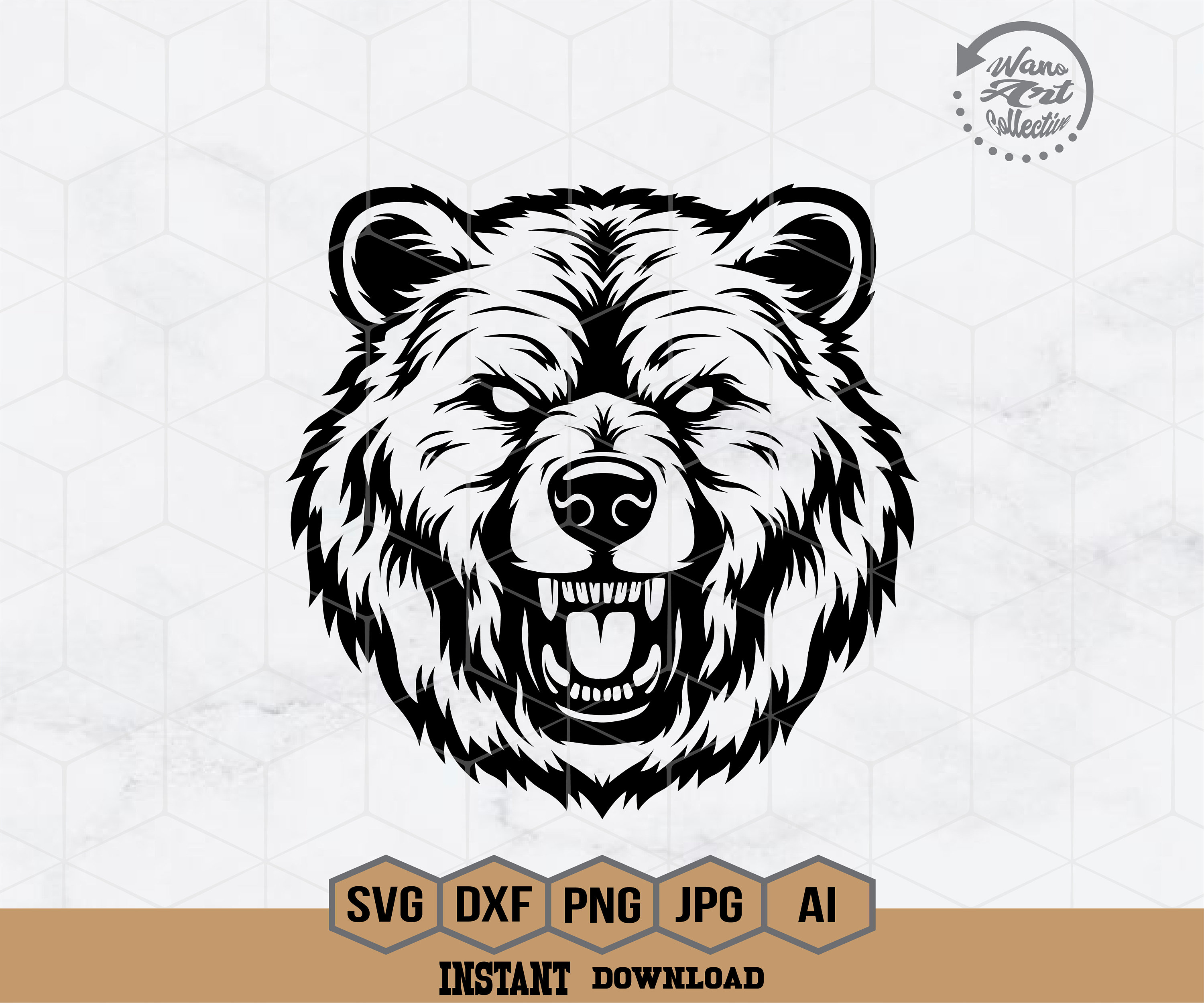 Bear Head Svg Grizzly Bear Svg Bear Svg Bear Clipart Beast Animal Svg Wild Animal Svg Ripped ...