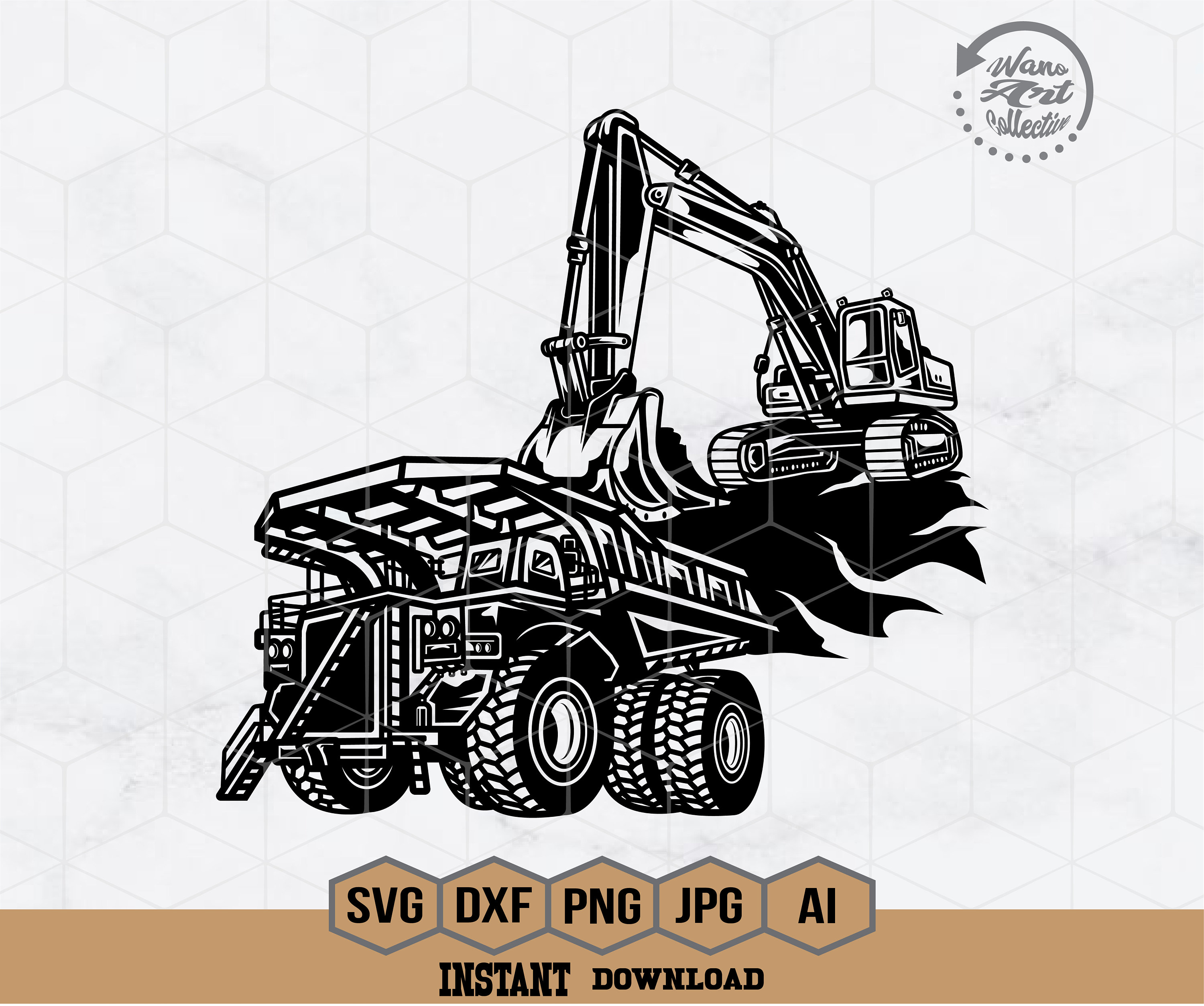Dump Truck With Track Hoe Svg Quarry Truck Svg Excavator Svg Heavy ...