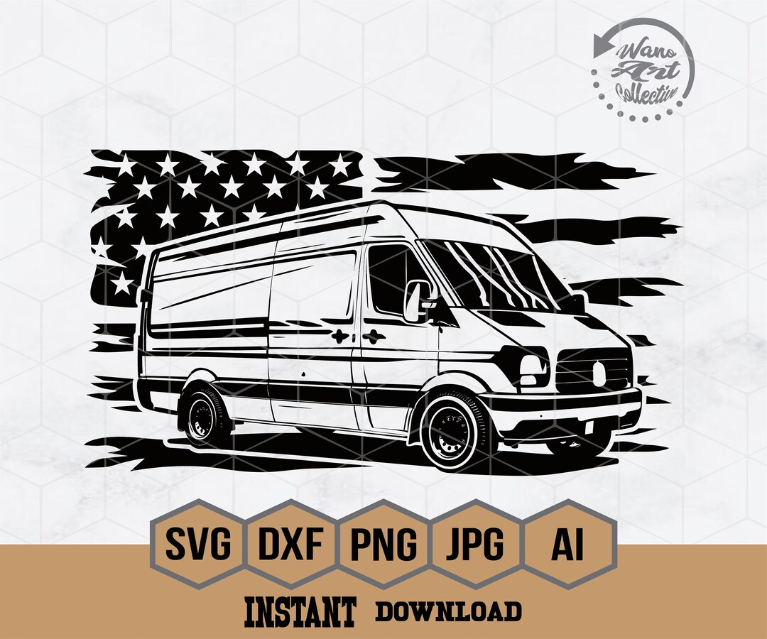 US Cargo Van SVG | Moving Vehicle SVG | Delivery Van Truck Svg ...