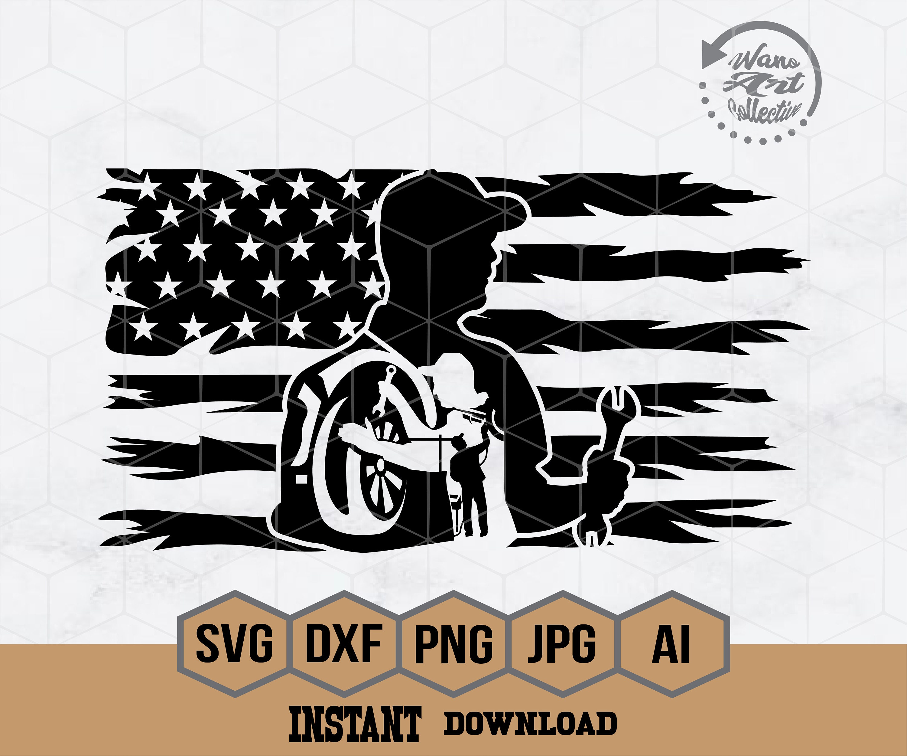 US Mechanic Silhouette Svg USA Mechanic Clipart Mechanic - Etsy