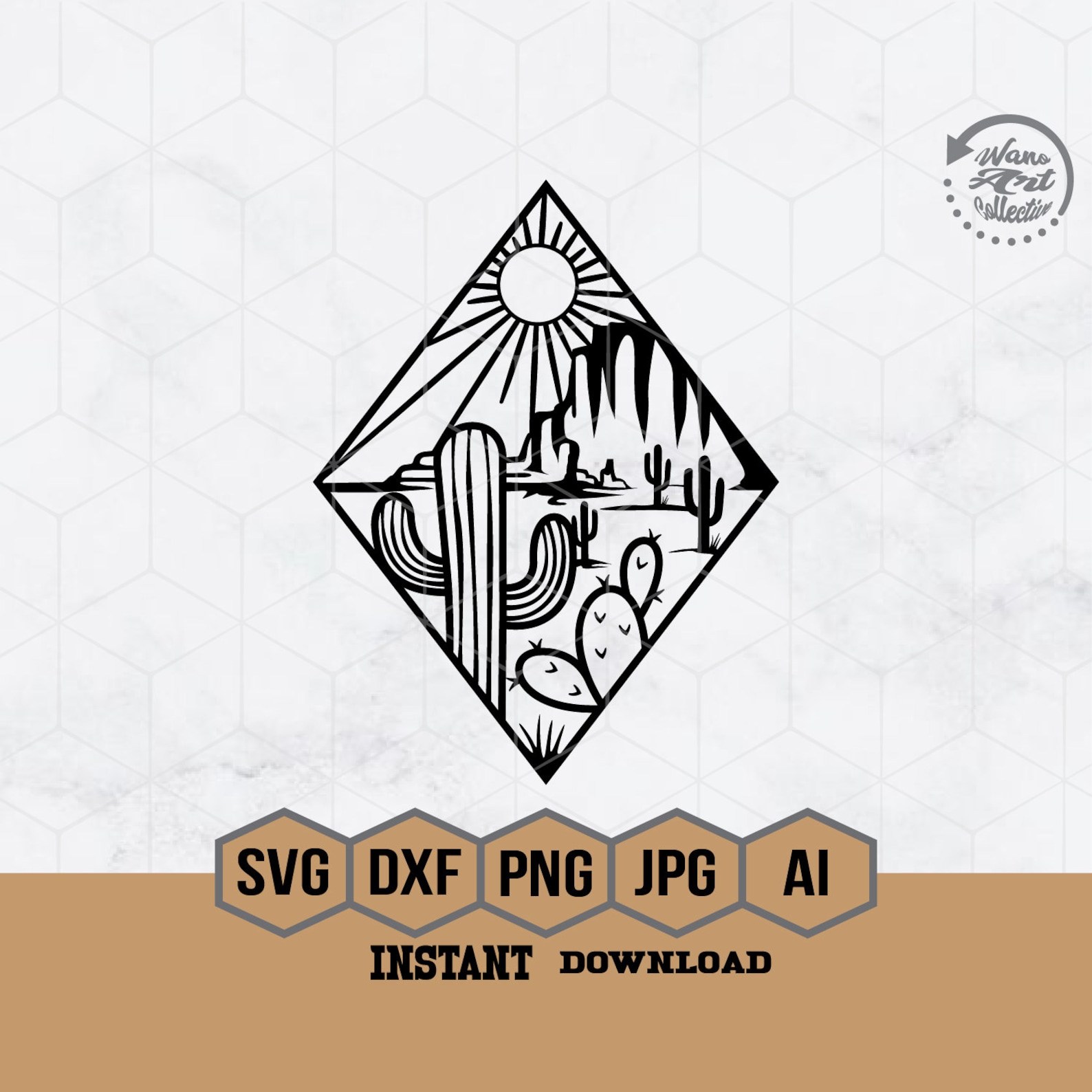 Cactus SVG File, Cactus Cut File, Desert Scene Svg, Cactus Scene Svg ...