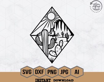 Cactus Svg, Cactus Scene Svg Bundle Desert Landscape Svg, Cactus Cut ...