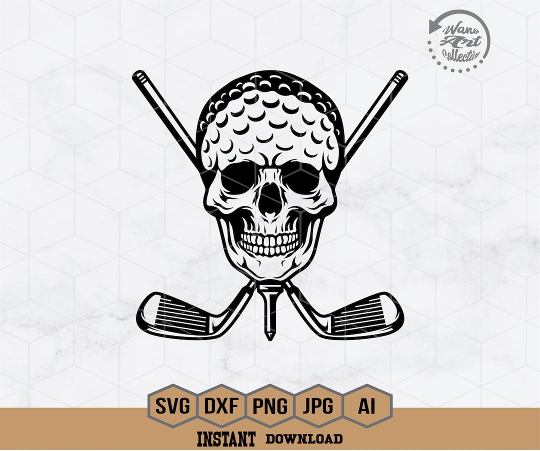 Golf Skull Svg | Golf Svg | Golfing Skull Svg | Golf Club Svg | Golf ...