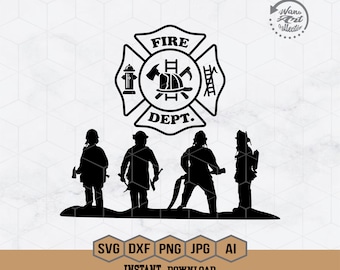 Fire Fighter Scene Svg Fire Fighter Svg Fireman Svg Rescue Team Svg ...