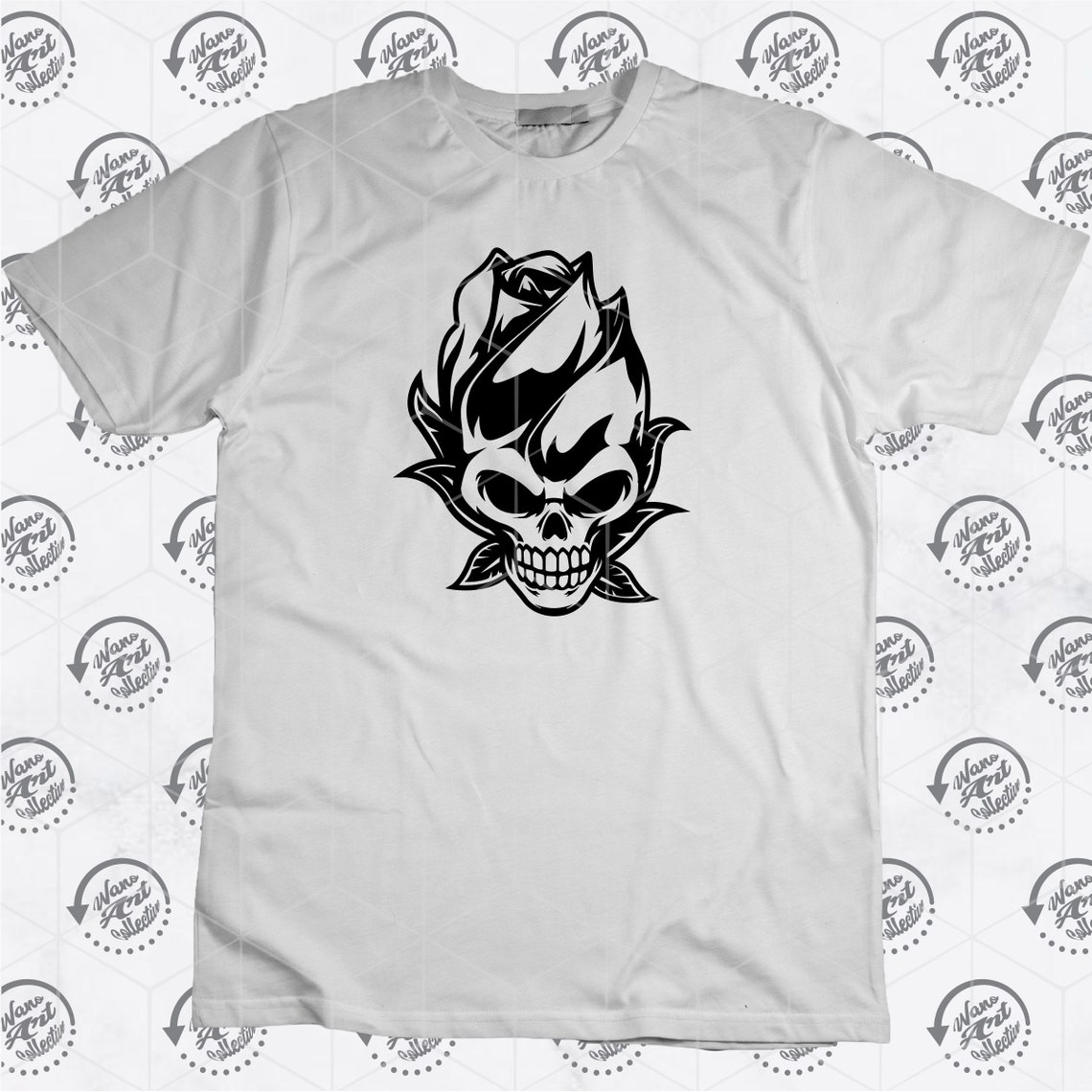 Skull Rose Svg Skull With Flower Svg Floral Skull Svg Half Skull Svg ...