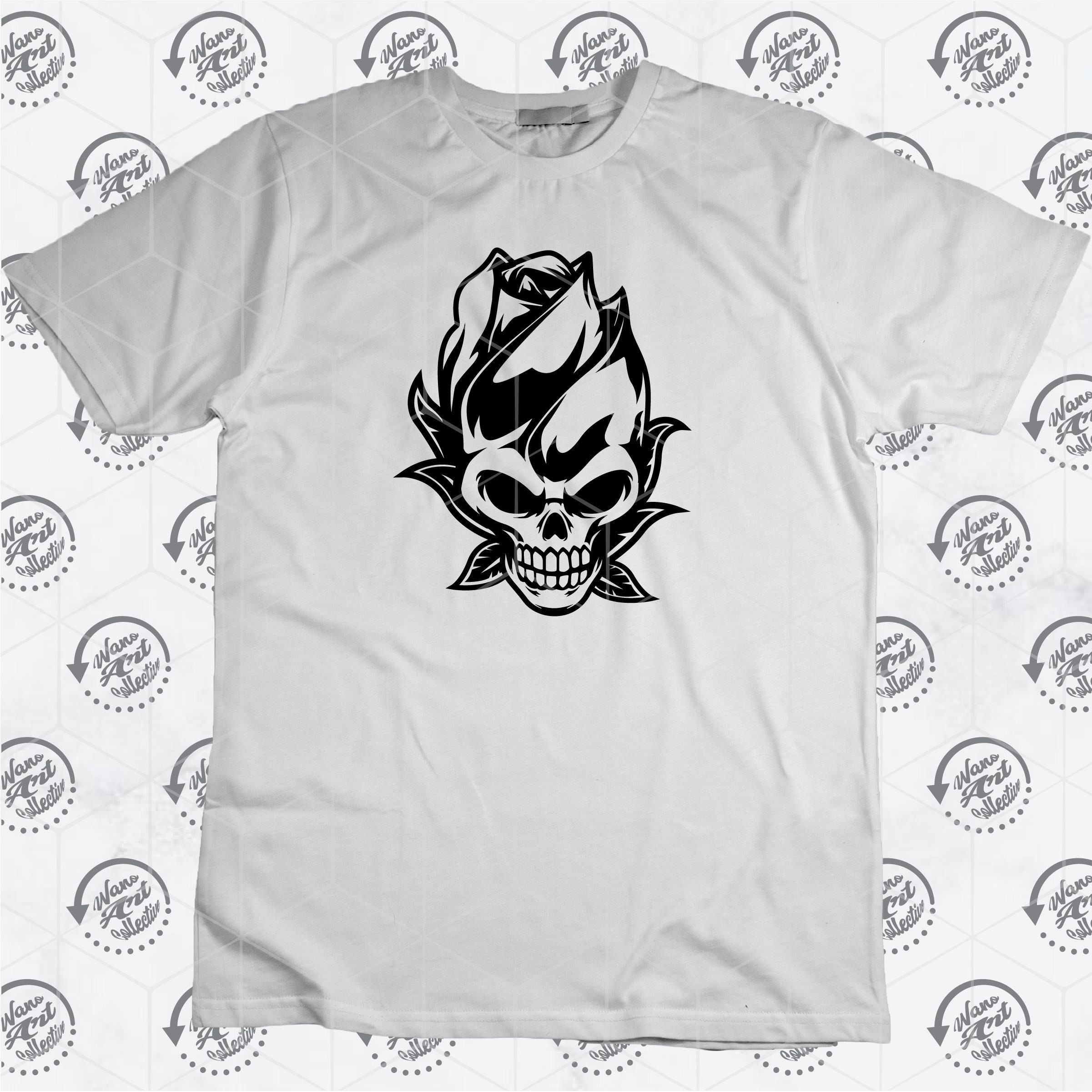 Skull Rose Svg Skull With Flower Svg Floral Skull Svg Half Skull Svg ...