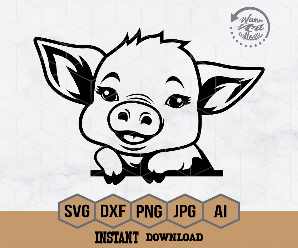 Pig Svg, Baby Pig Svg, Cute Baby Pig Svg, Baby Pig Peeking Svg, Cute ...