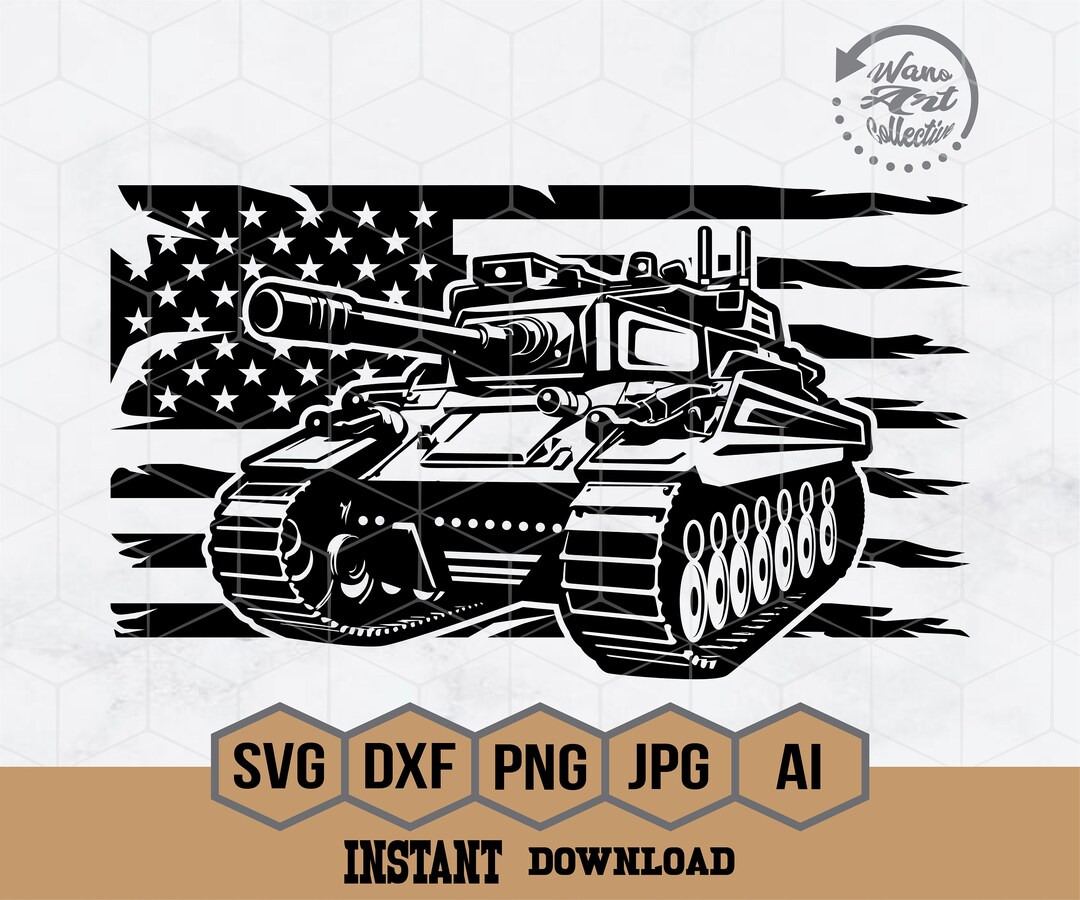 US War Tank Svg Military Vehicle Clipart US Army Tank Cut File War Ship ...