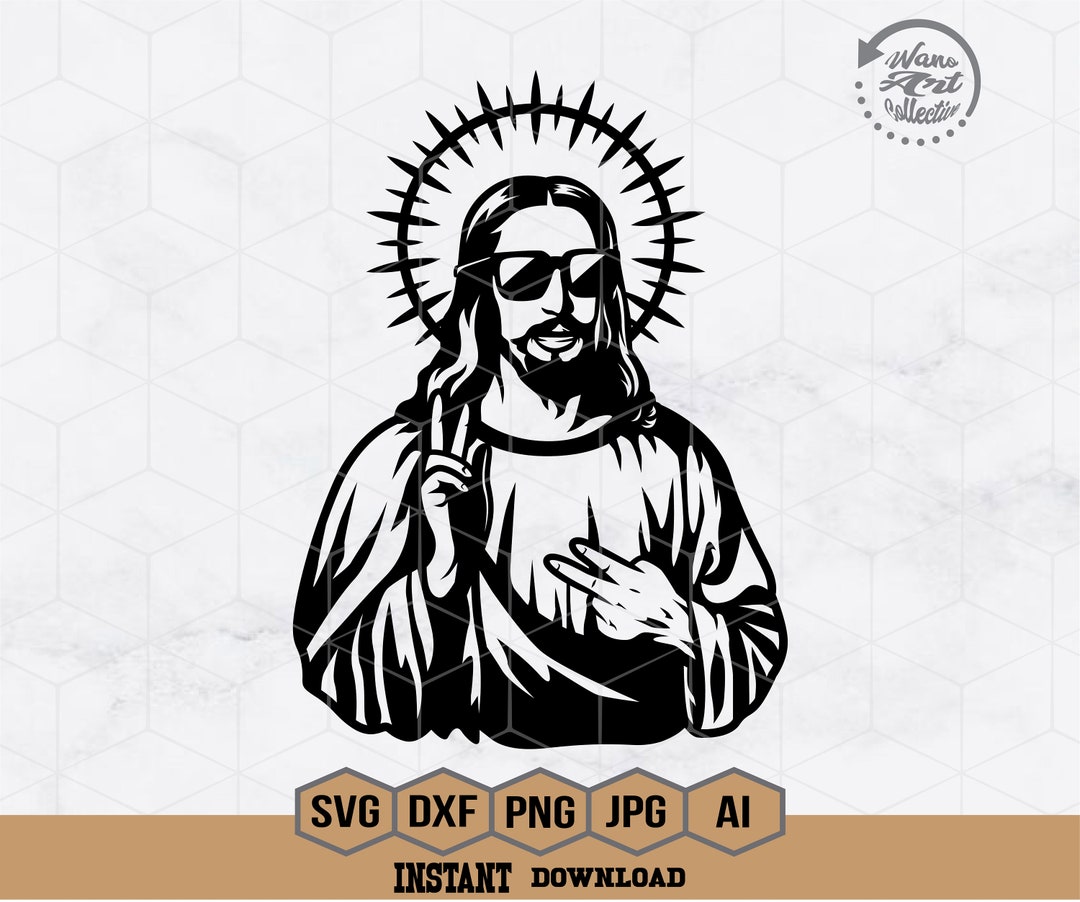 Cool Jesus Svg Png | God Father Svg | Jesus Peace Sign Clipart | Jesus ...