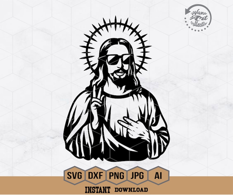 Cool Jesus Svg Png | God Father Svg | Jesus Peace Sign Clipart | Jesus ...