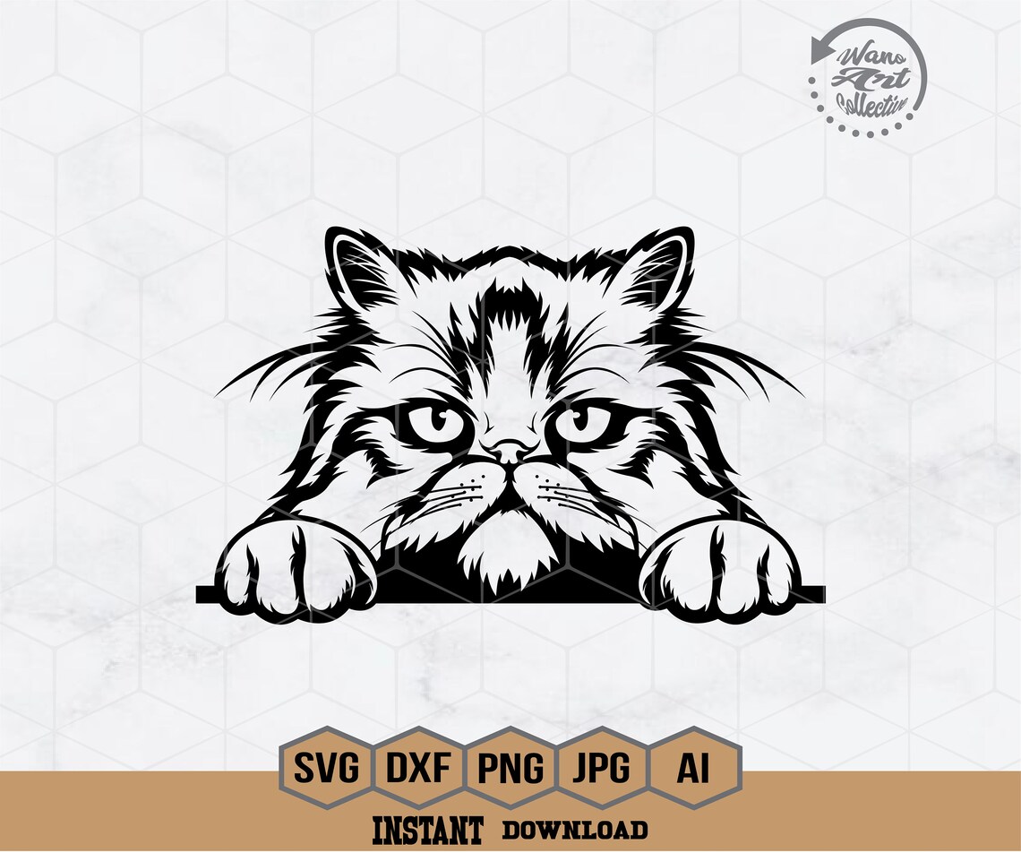 Persian Cat Peeking Svg Persian Cat Svg Cat Lover Svg - Etsy