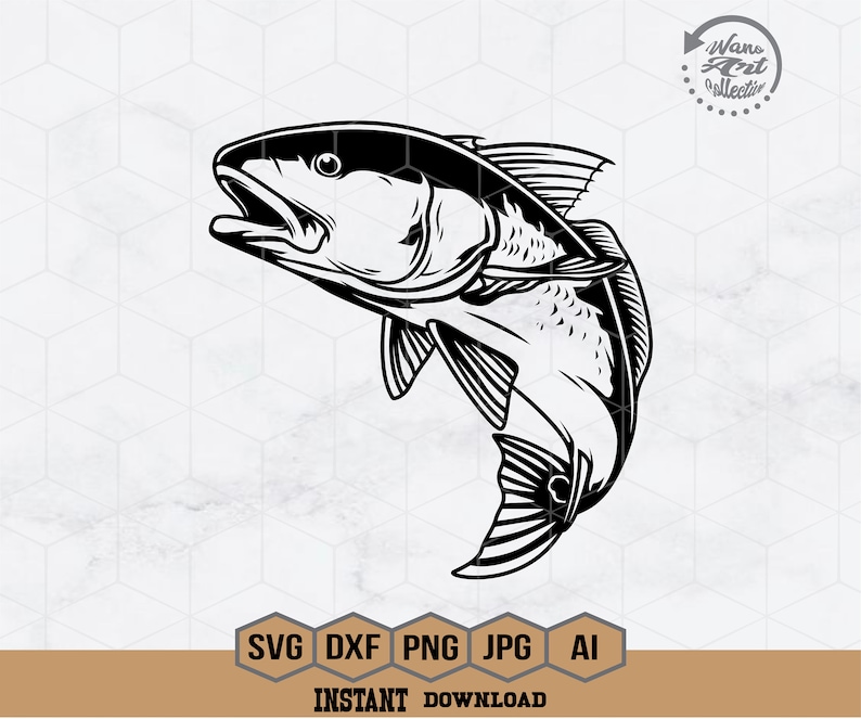 Red Drum Fish Svg | Red Drum Svg | Red Drum Fish Clipart | Fish Cutfile ...