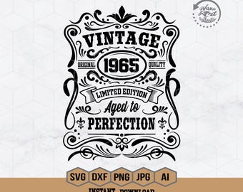 60th Birthday SVG | Vintage 1965 Shirt Design | Aged to Perfection SVG ...