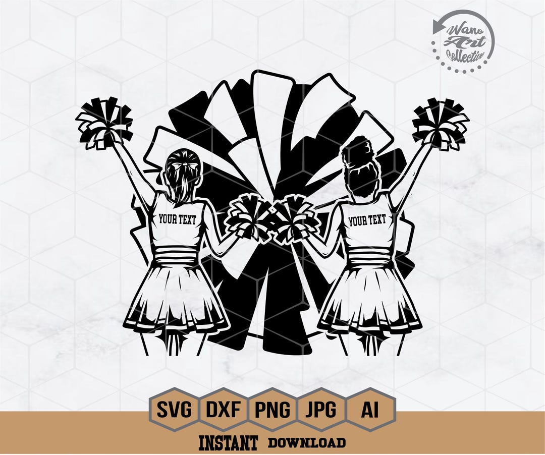 Two Cheerleader Svg | Cheer Dance Svg | Cheerleading Svg | High School ...