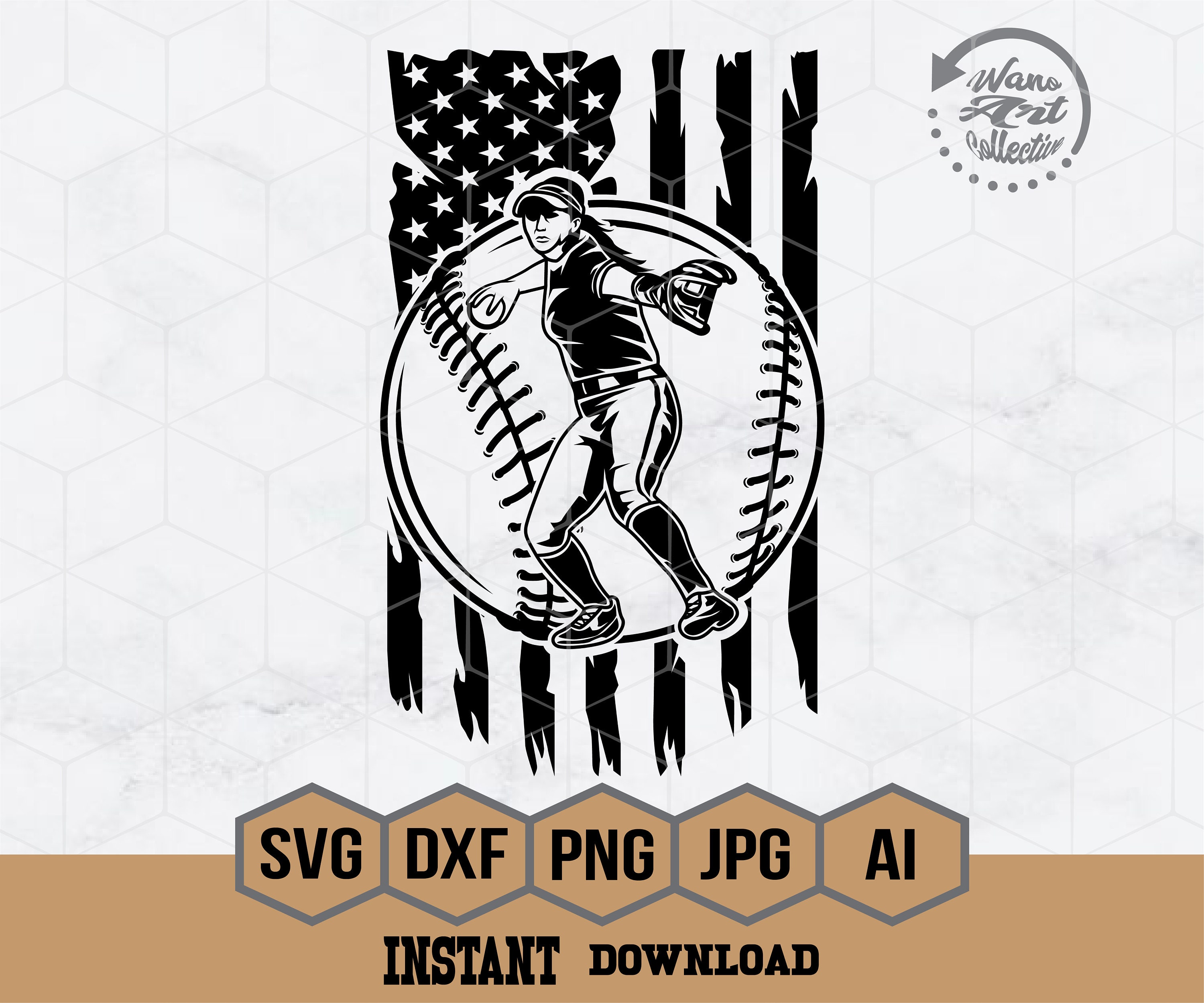 US Softball Svg Softball Player Svg Pitcher Stencil - Etsy