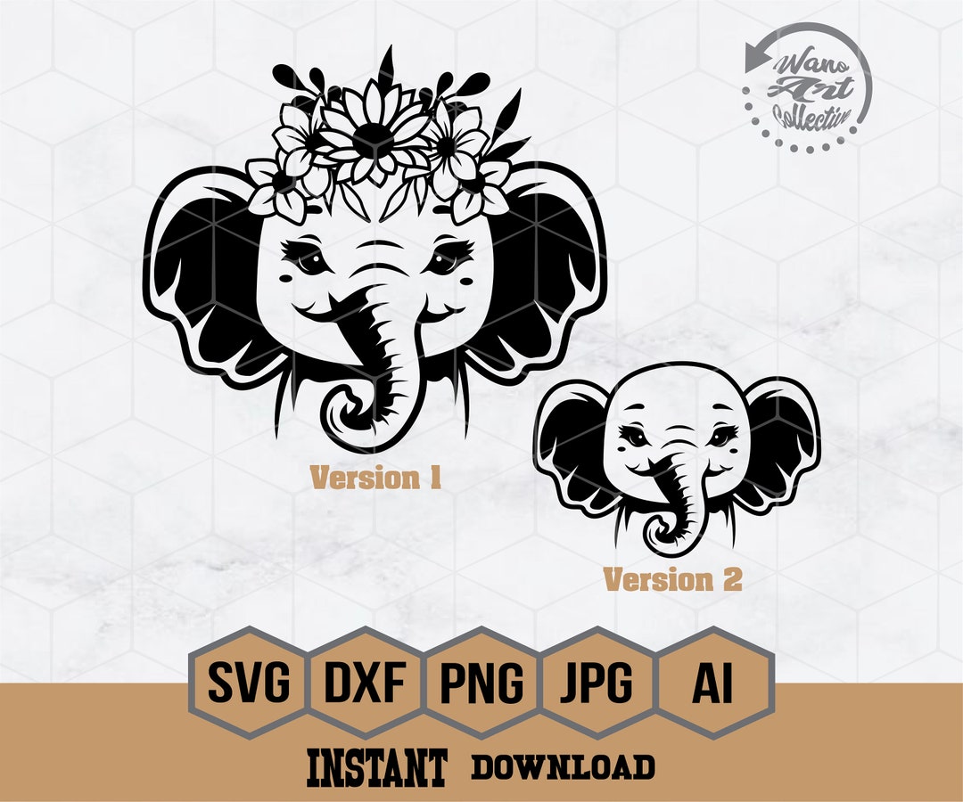 Floral Baby Elephant Svg | Elephant With Flowers Svg | Elephant Sitting ...