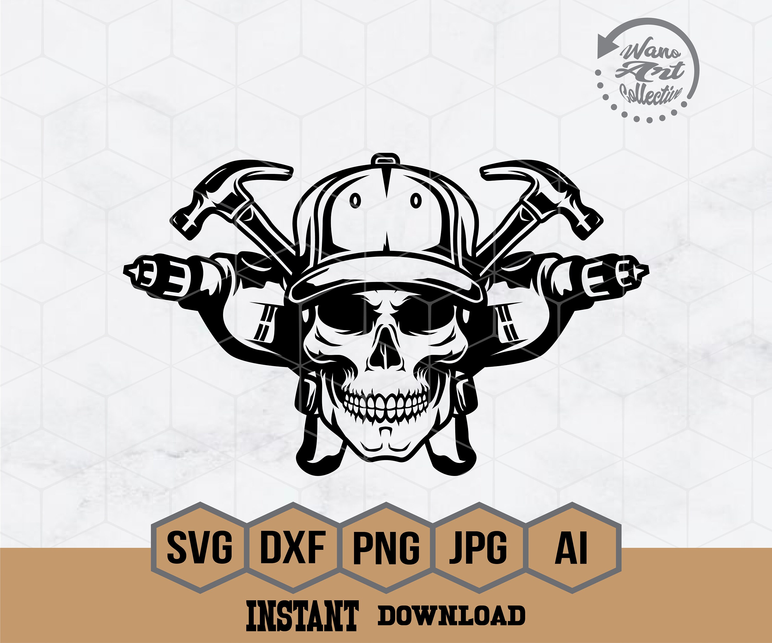 Carpenter Skull Svg, Carpenter Svg, Carpenter Tools Svg, Dad Hat Skull ...