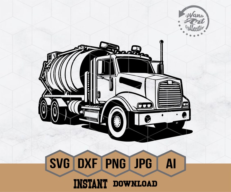 Septic Truck Svg Waste Removal Clipart Pump Truck Cut File Sanitation ...