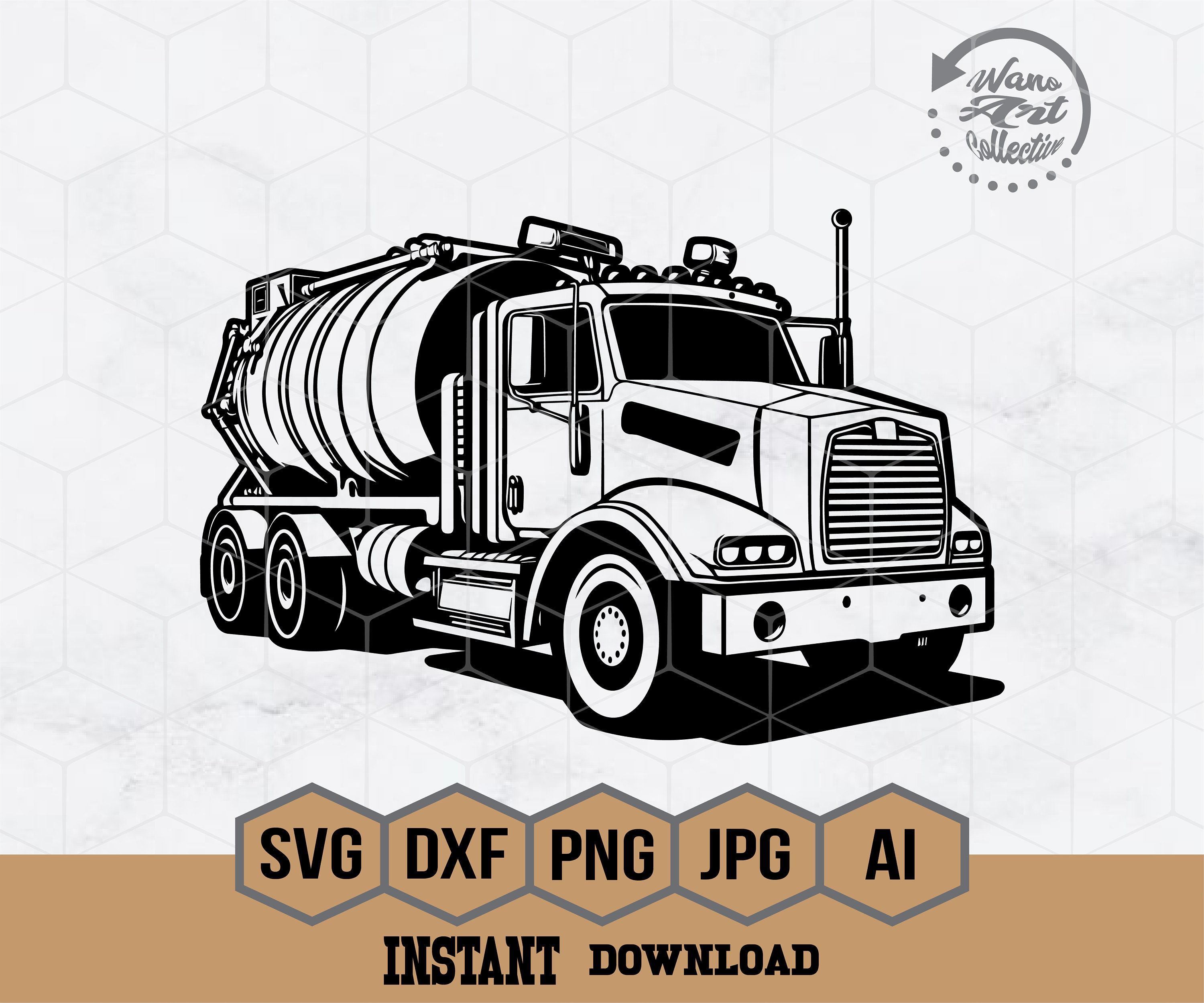 Septic Truck Svg Waste Removal Clipart Pump Truck Cut File Sanitation ...