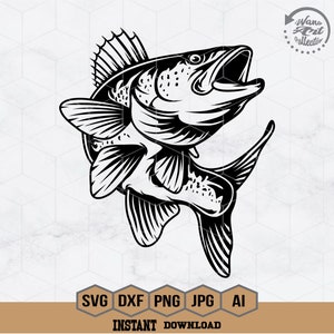 Walleye Fish Svg | Outdoor Fishing Clipart | Freshwater Fishing Cut ...
