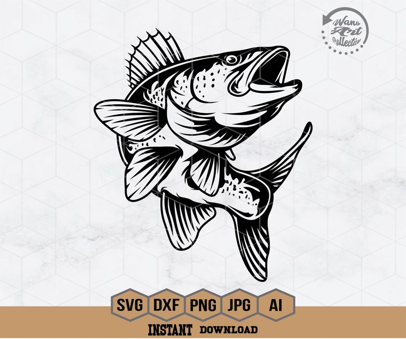 Walleye Fish Svg Outdoor Fishing Clipart Freshwater Fishing Cut File ...