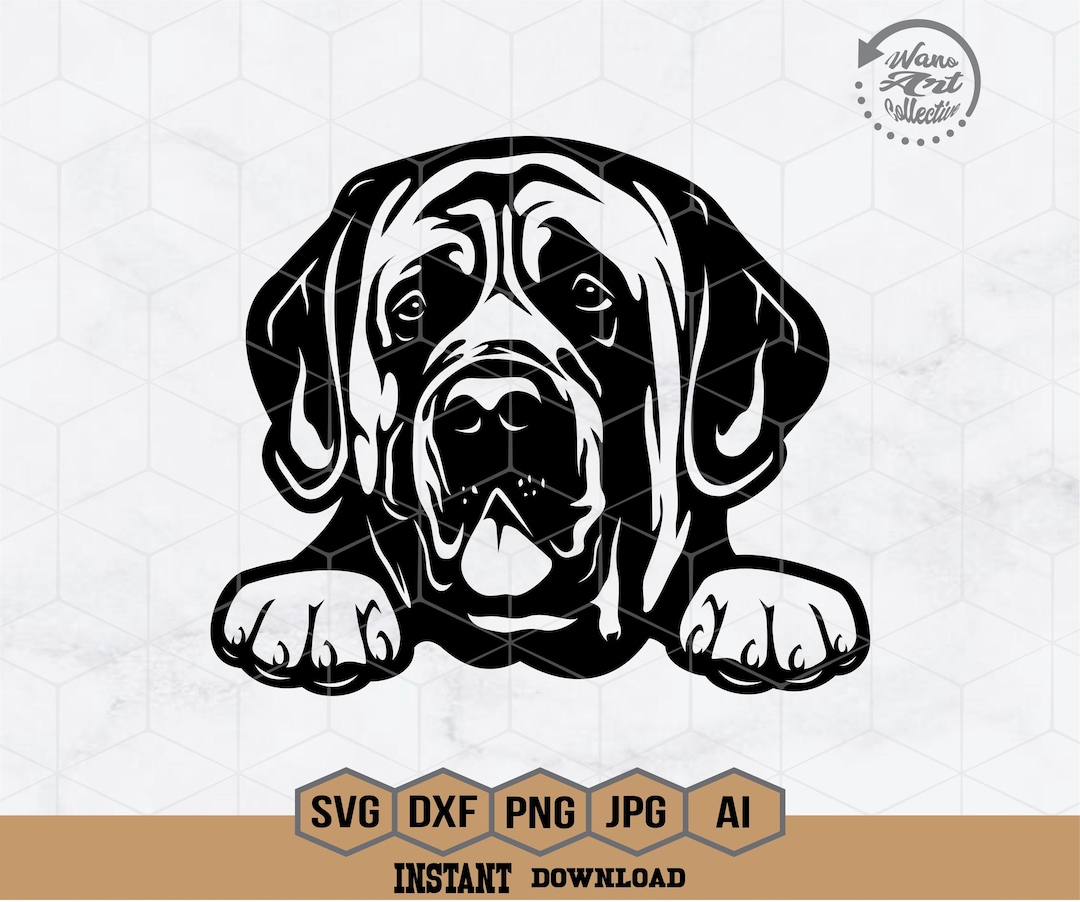 Mastiff Dog Svg | Peeking Mastiff Dog Svg | Dog Breed Svg | Dog Peeking ...
