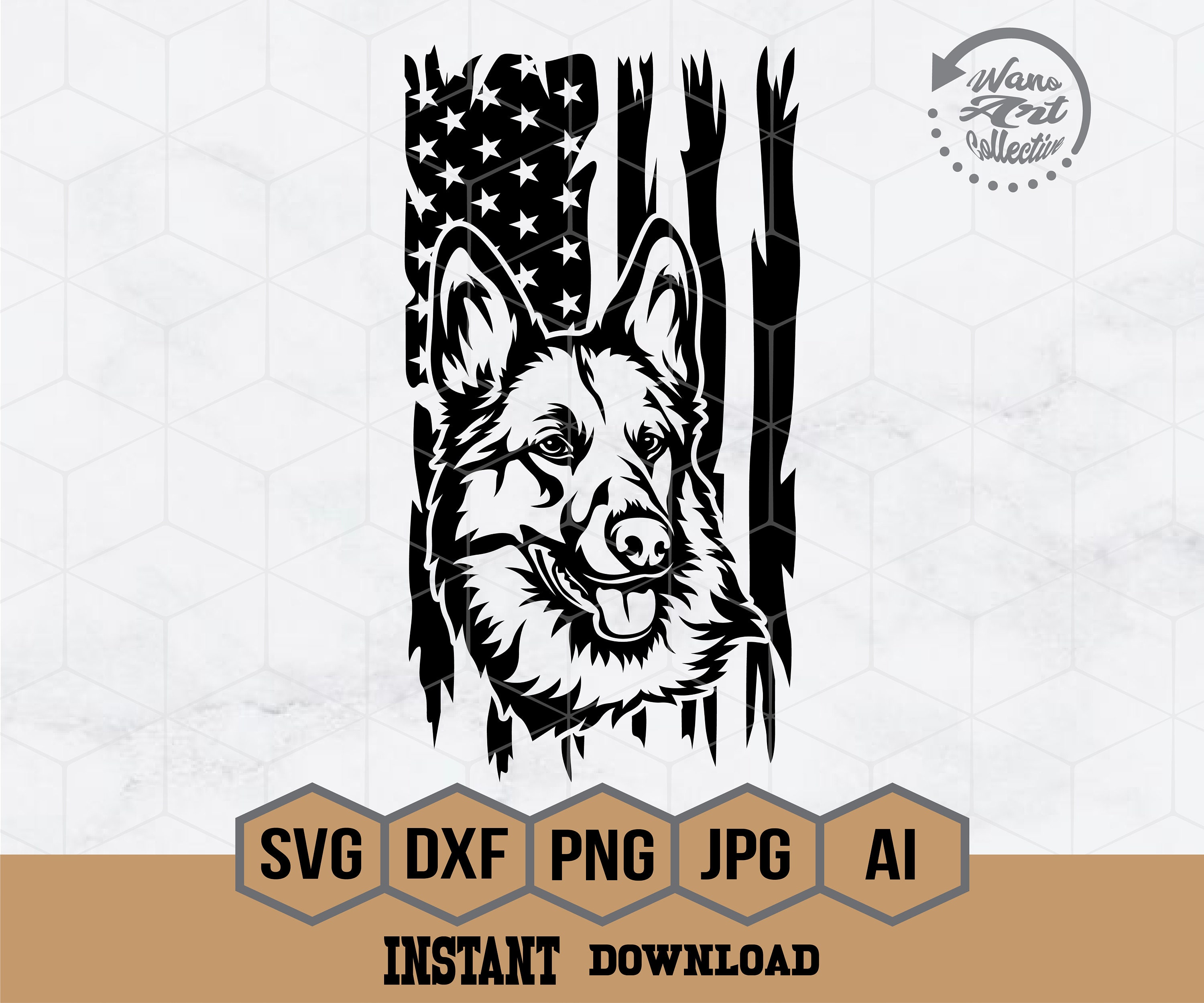 Patriotic German Shepherd SVG, Shepherd Flag Svg, K-9 Dog Svg, German ...