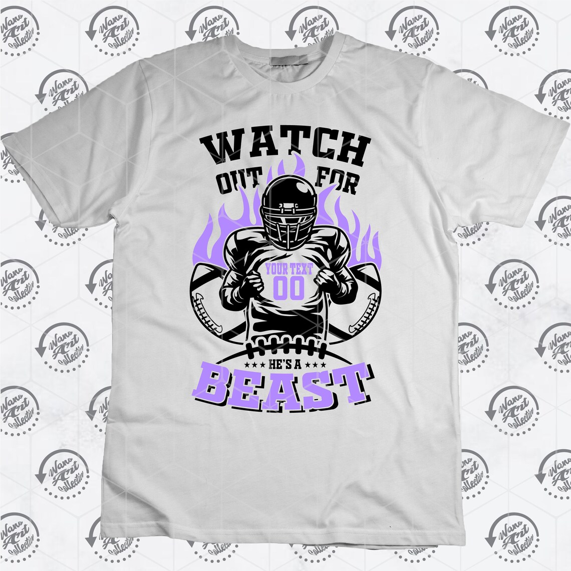 Watch Out He's a Beast Svg | Football Player Svg | Football Name ...