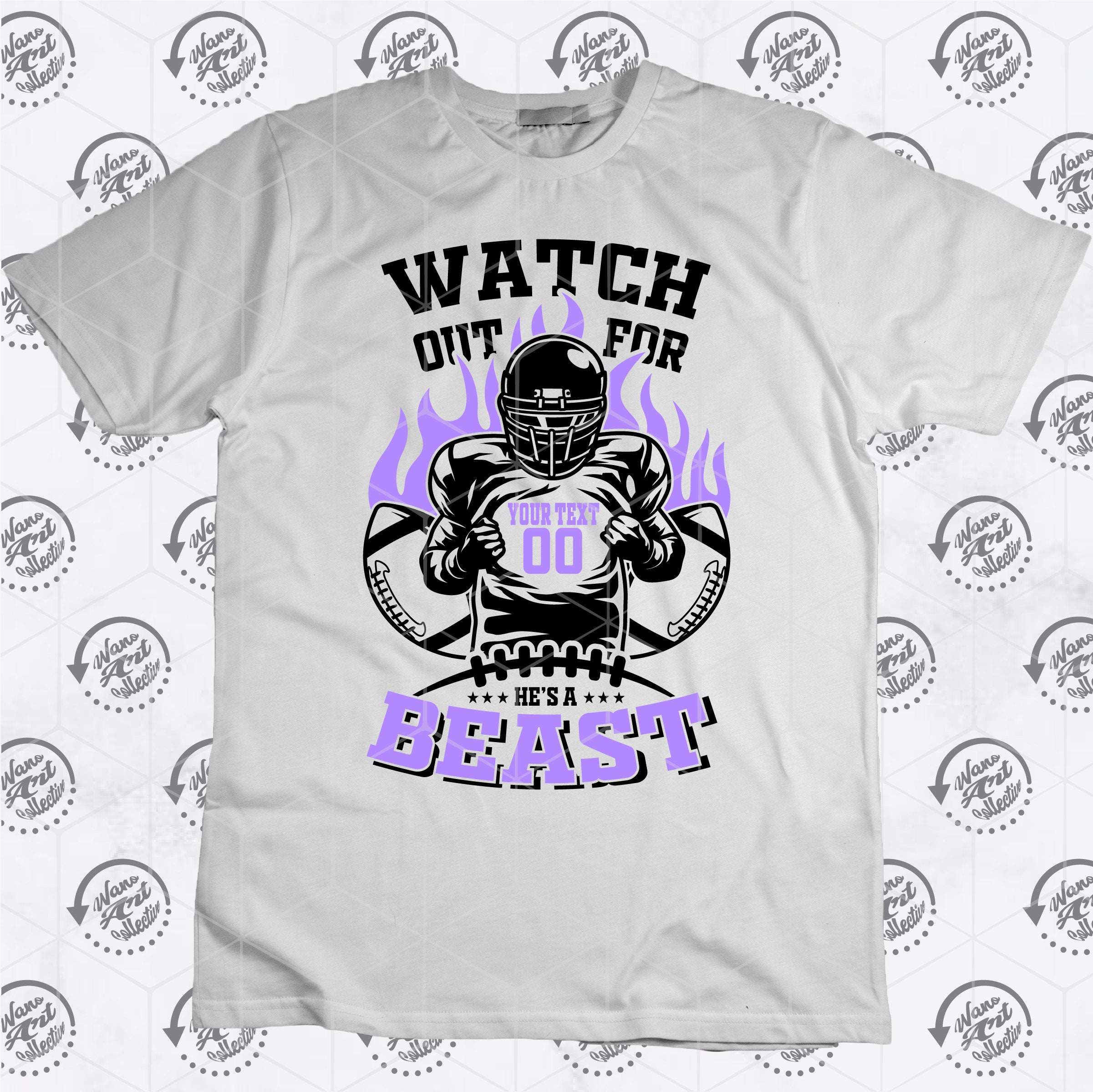 Watch Out He's a Beast Svg | Football Player Svg | Football Name ...