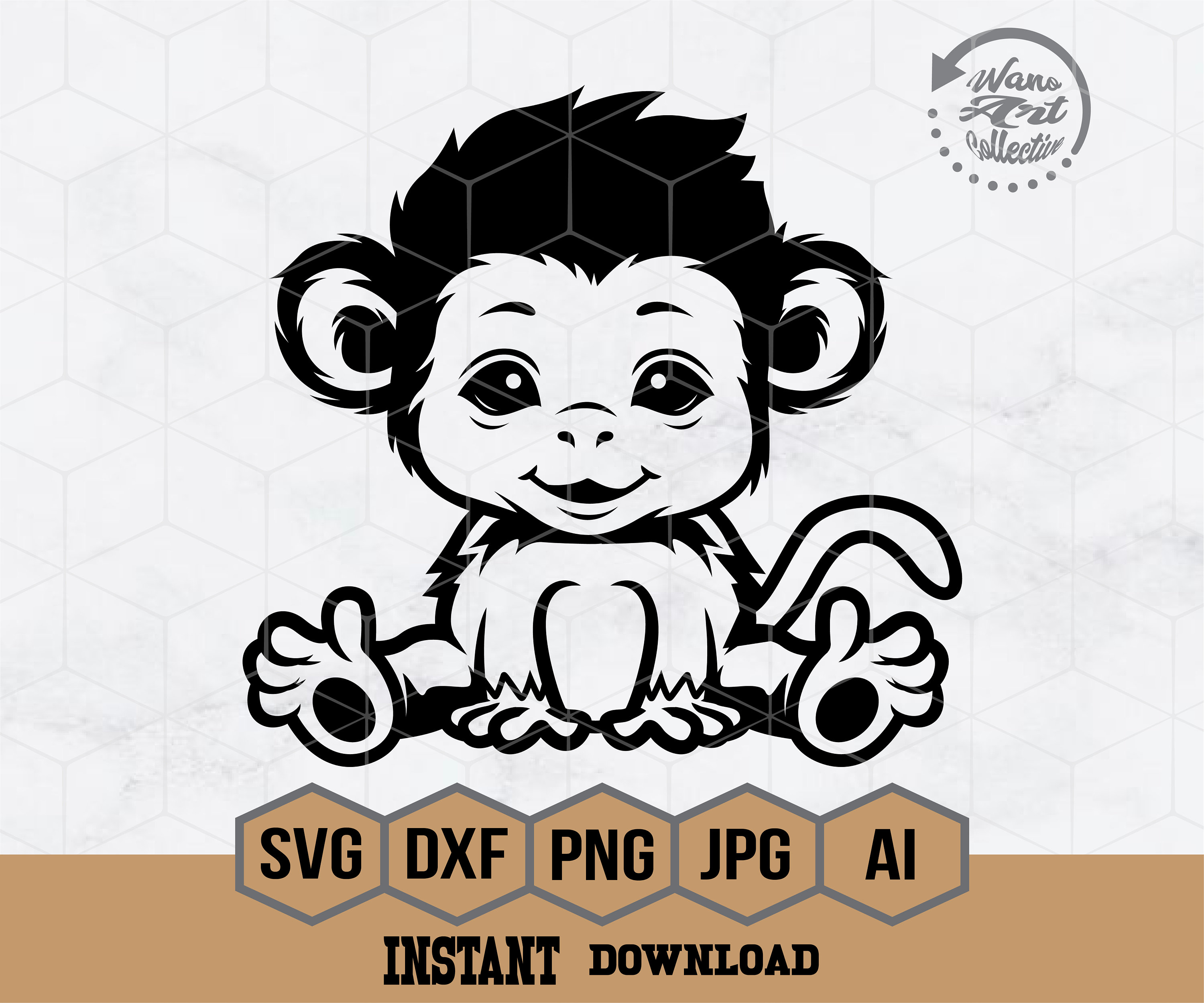 Baby Monkey Svg Monkey Svg Monkey Sitting Svg Cute - Etsy