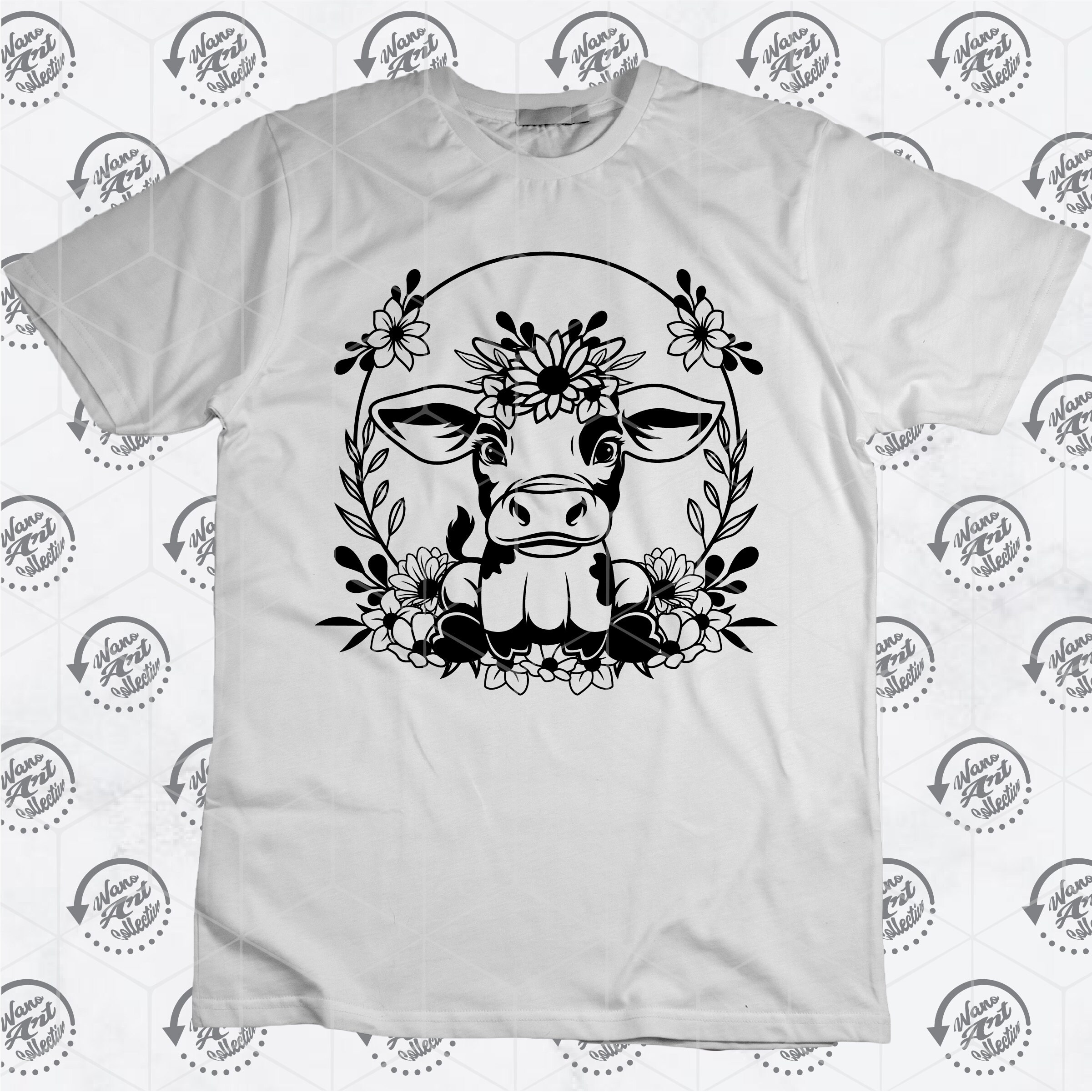 Floral Cow Svg Baby Cow With Flowers Svg Floral Cute Cow Svg Baby Calf ...