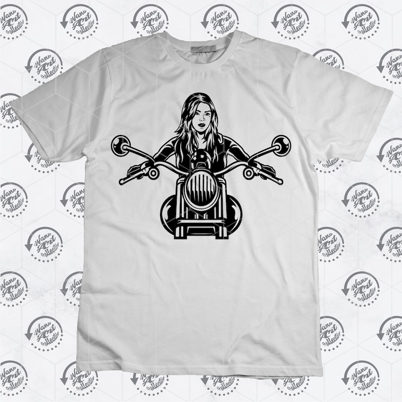 Biker Woman SVG, Girl Riding Motorcycle SVG, Motorbike Bike Road Ride ...