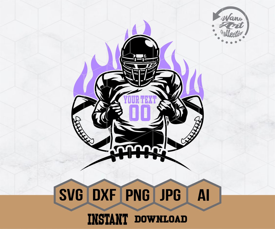Football Player Svg | Football League Svg | Football Flaming Svg ...