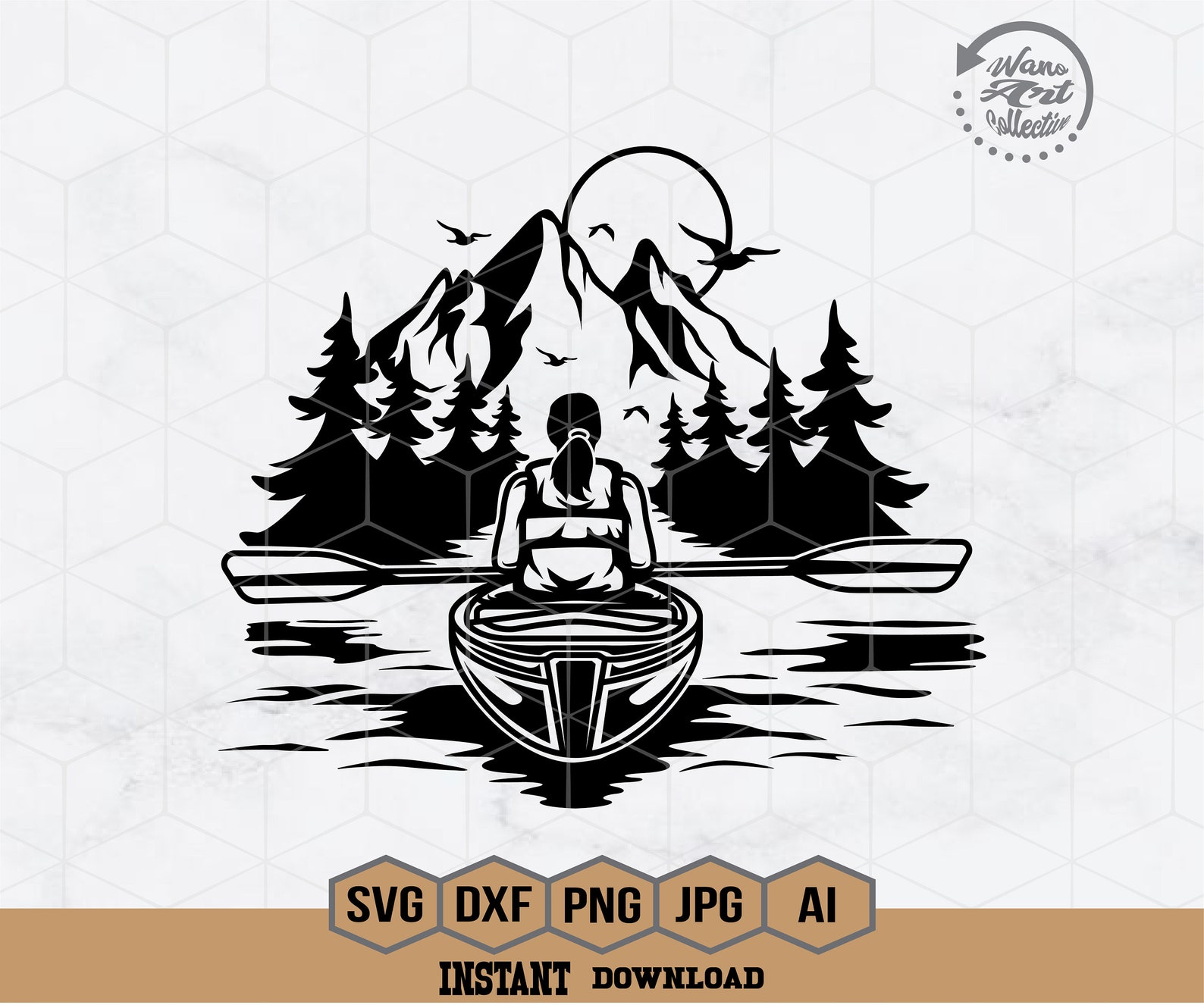 Kayak Girl Svg Kayak Scene Svg Adventure Svg Kayaking Svg Kayak Svg ...