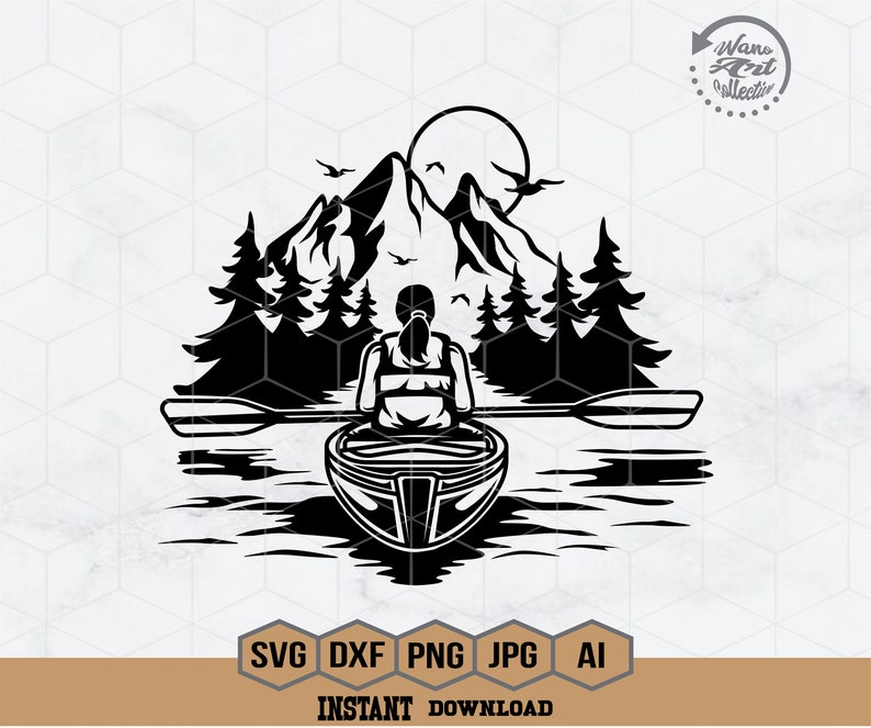 Kayak Girl Svg | Kayak Scene Svg | Adventure Svg | Kayaking Svg | Kayak ...