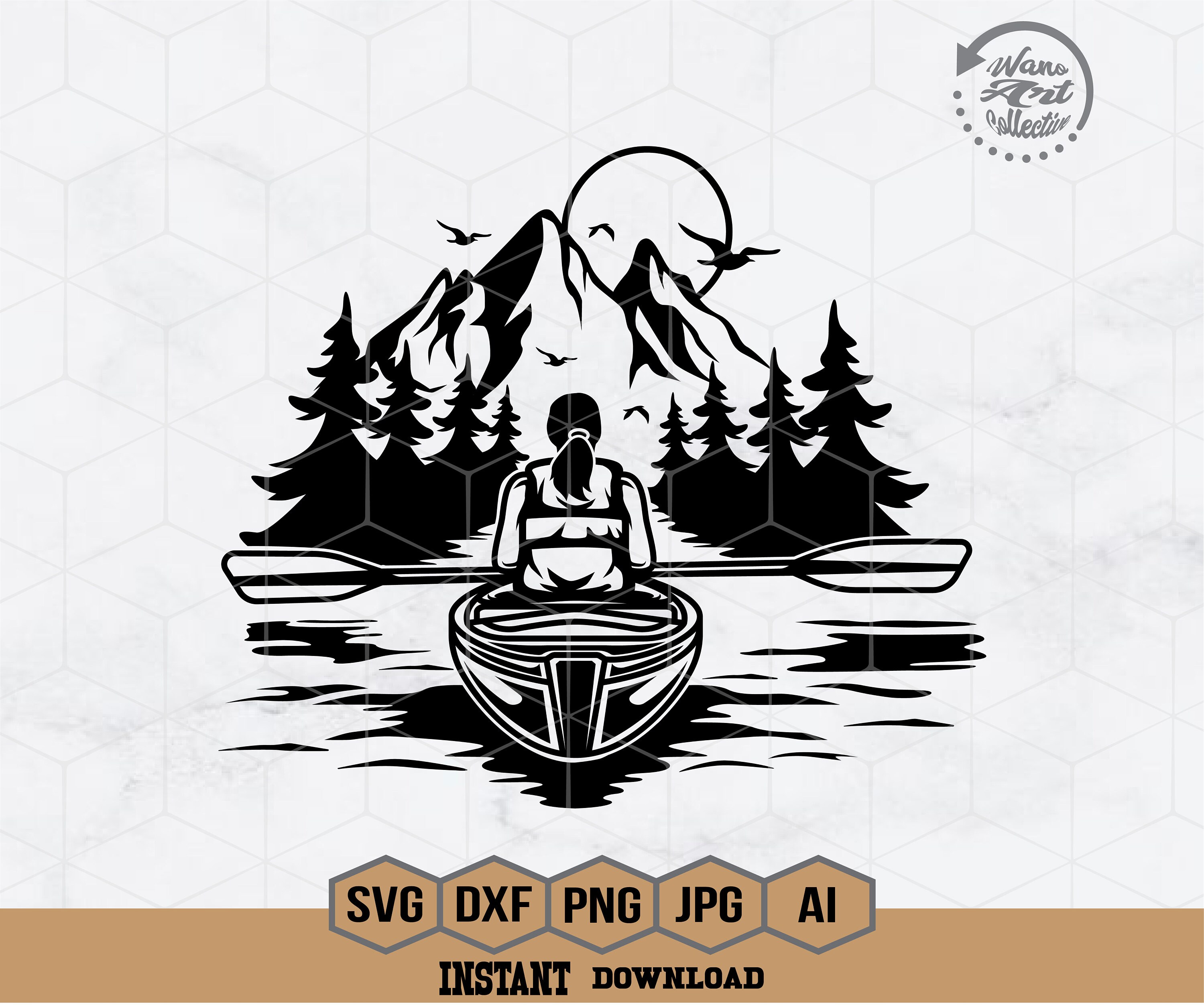 Kayak Girl Svg | Kayak Scene Svg | Adventure Svg | Kayaking Svg | Kayak ...
