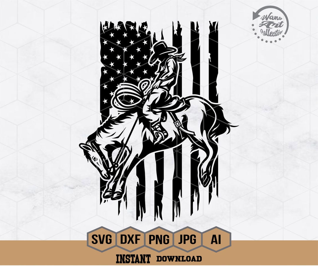 US Rodeo Svg | Western Cowboy Svg | Cowboy Riding Horse Svg | Rodeo ...