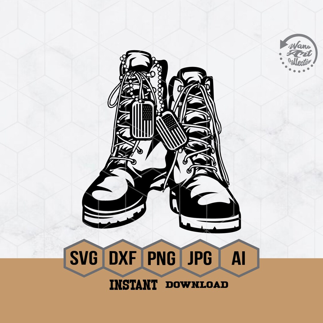 Combat Boots SVG File | Military Shoes Svg | Veteran Shoes Svg | Combat ...