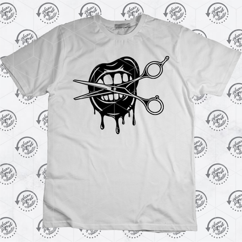 Lips Bite Scissors Svg Dripping Lips Svg Hair Stylist Svg Barber Svg ...