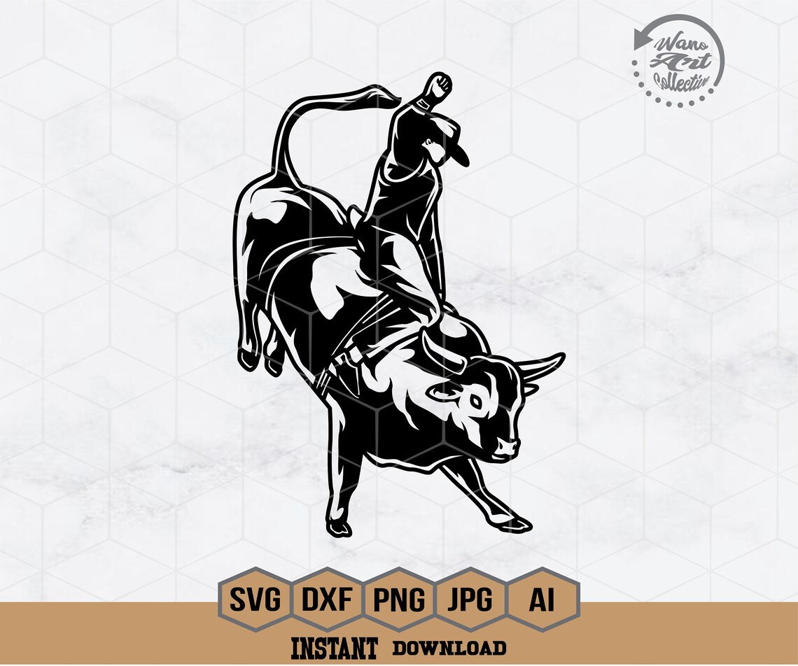 Rodeo Riding a Bull Svg Bull Rider Svg Cowboy Svg Western Cowboy Svg Bull Riding Svg Cricut ...